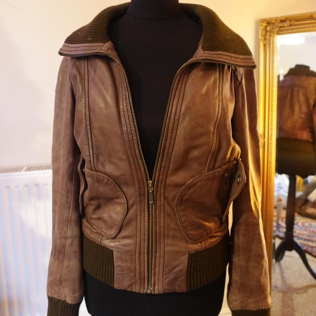 Vintage Womens \ mens Oasis Leather Jacket Size... - Depop