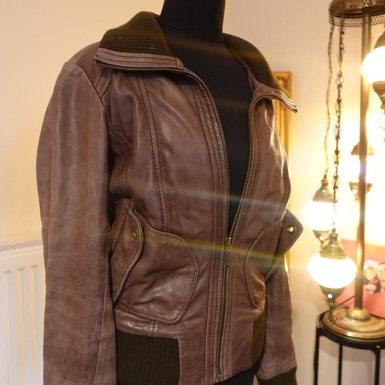Vintage Womens \ mens Oasis Leather Jacket Size... - Depop