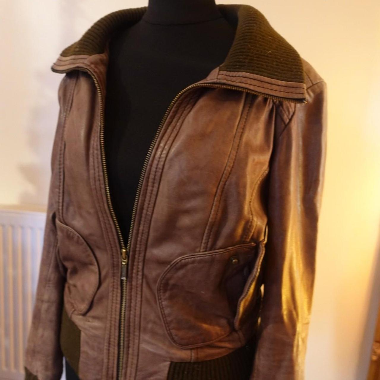 Vintage Womens \ mens Oasis Leather Jacket Size... - Depop