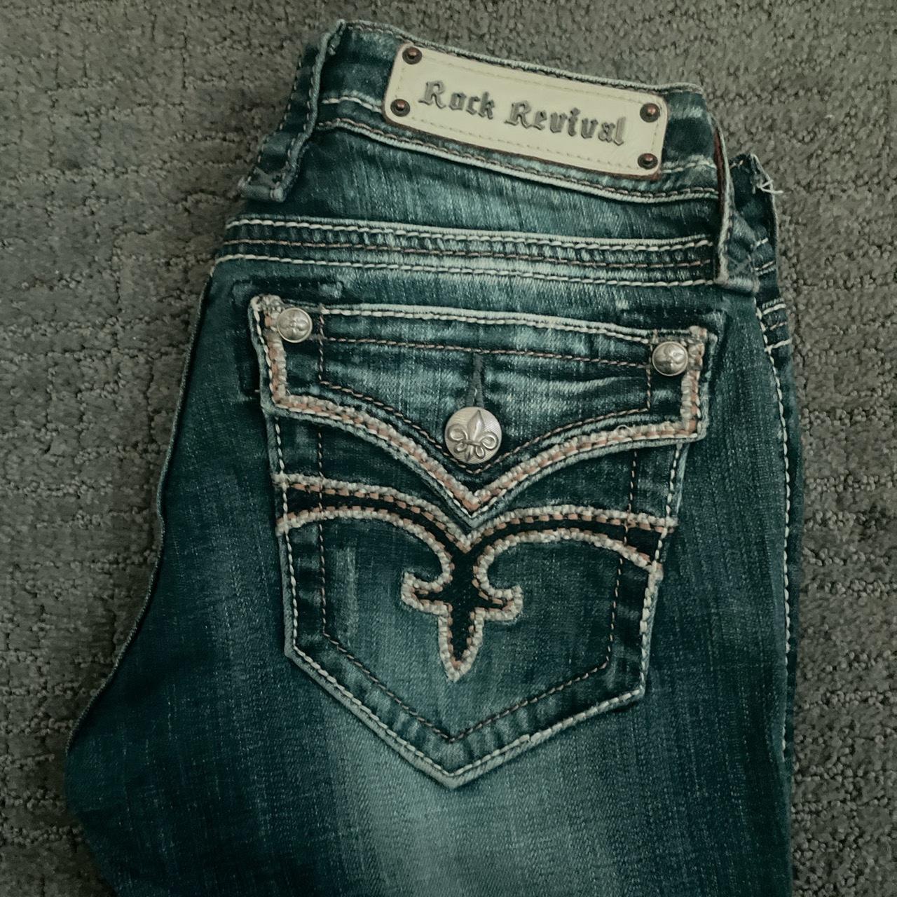 ROCK REVIVAL WOMEN JEANS SIZE 27 BOOTCUT - Depop