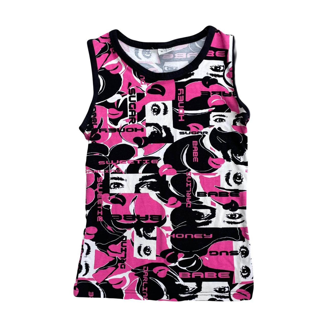 Black and pink y2k cute x-Mail tank top Y2k babe... - Depop