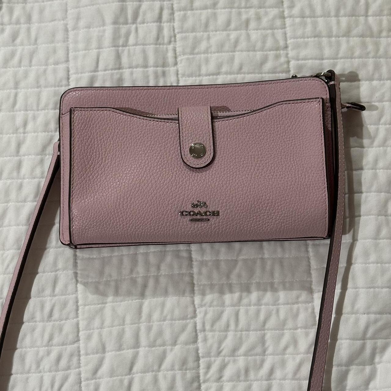 Coach pink mini leather crossbody with 2 zipper... - Depop