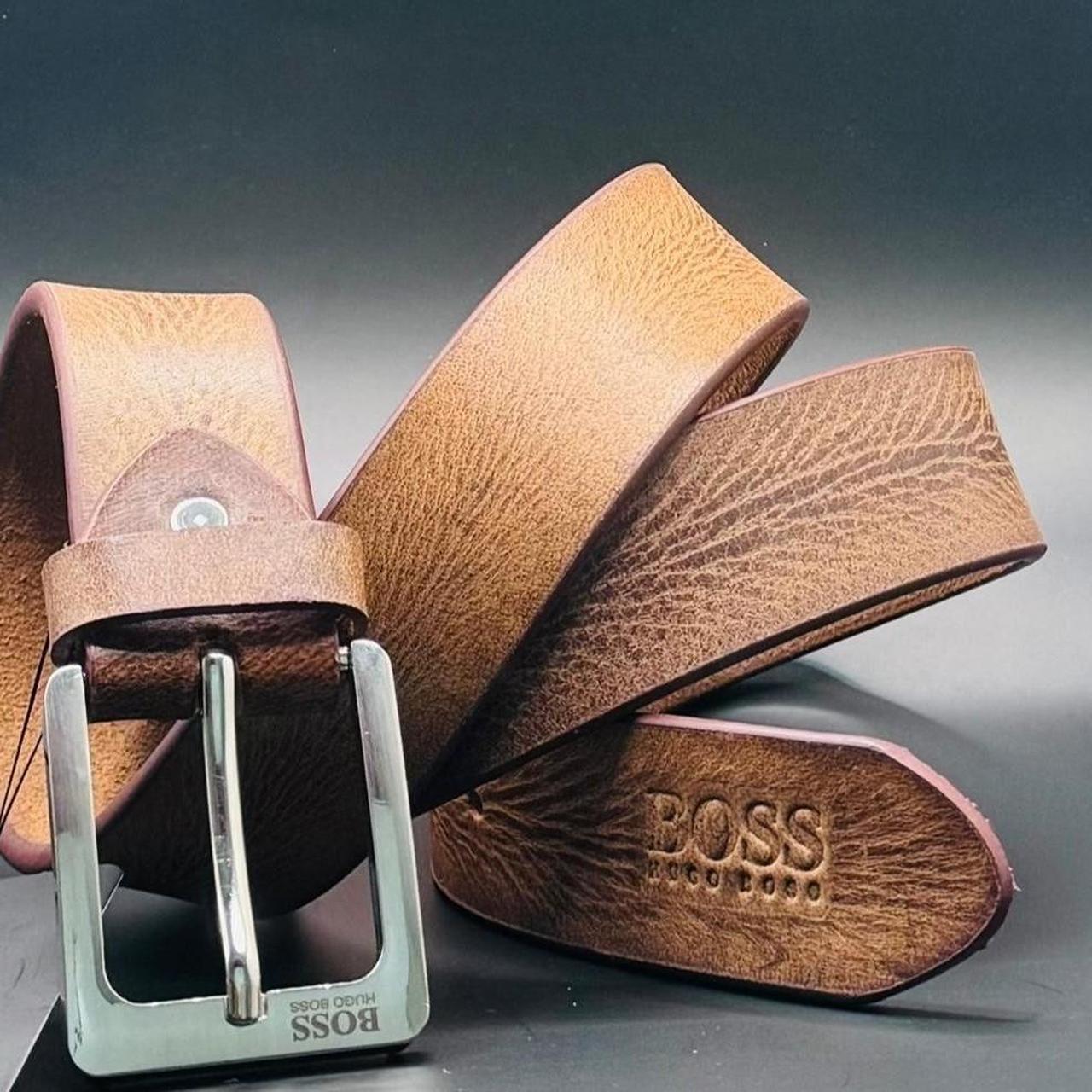 Hugo boss Tan leather belt size 38 inches. Length of. Depop