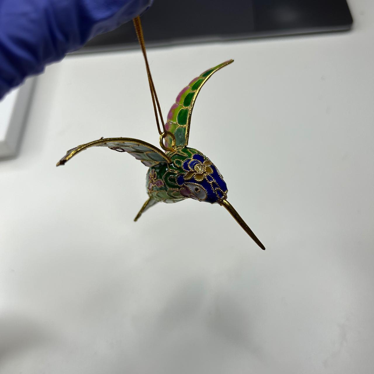 Vintage Cloisonne Hummingbird Christmas Ornament 3"... - Depop