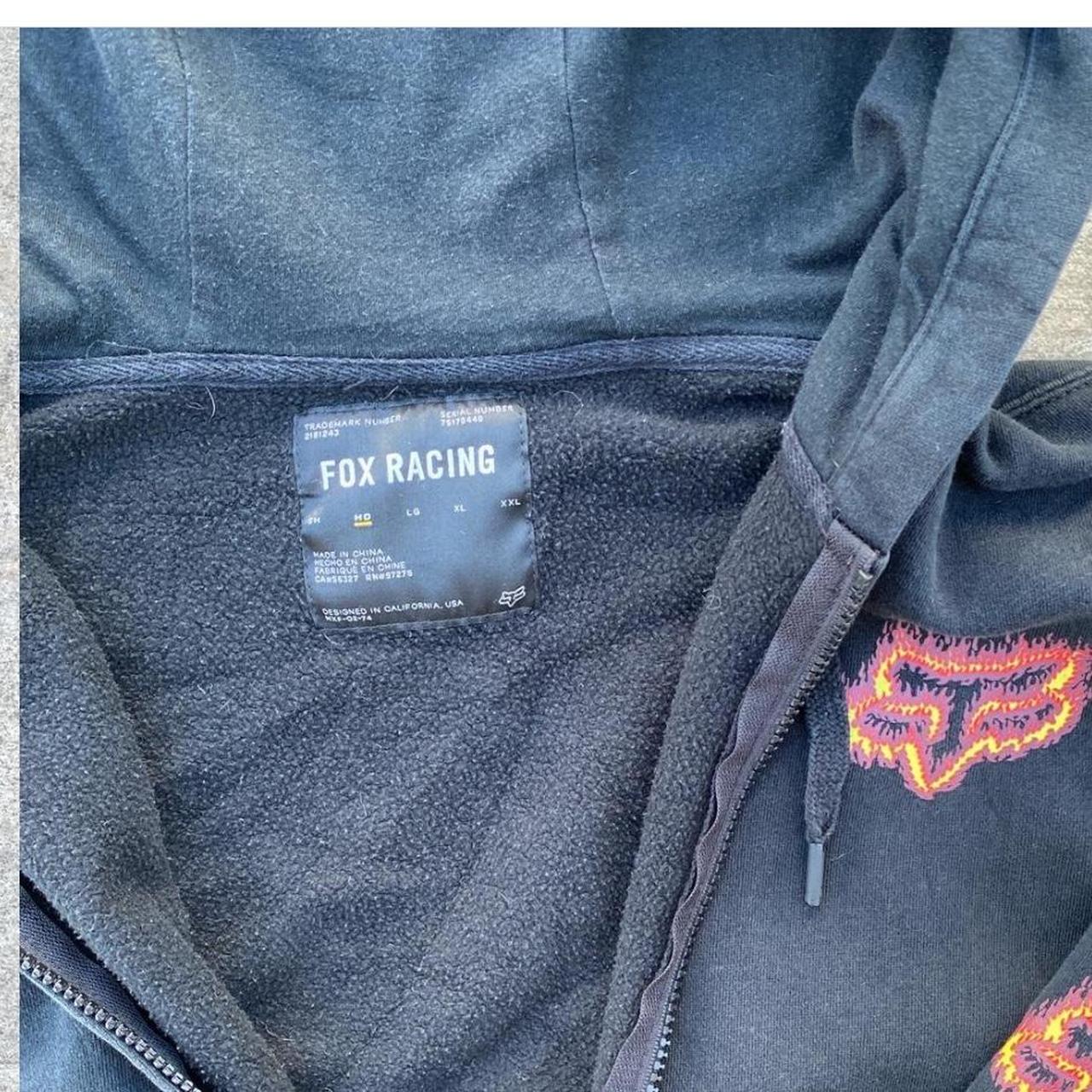 Early Y2K Fox Racing Flames Fire Black Zip Up Skate... - Depop