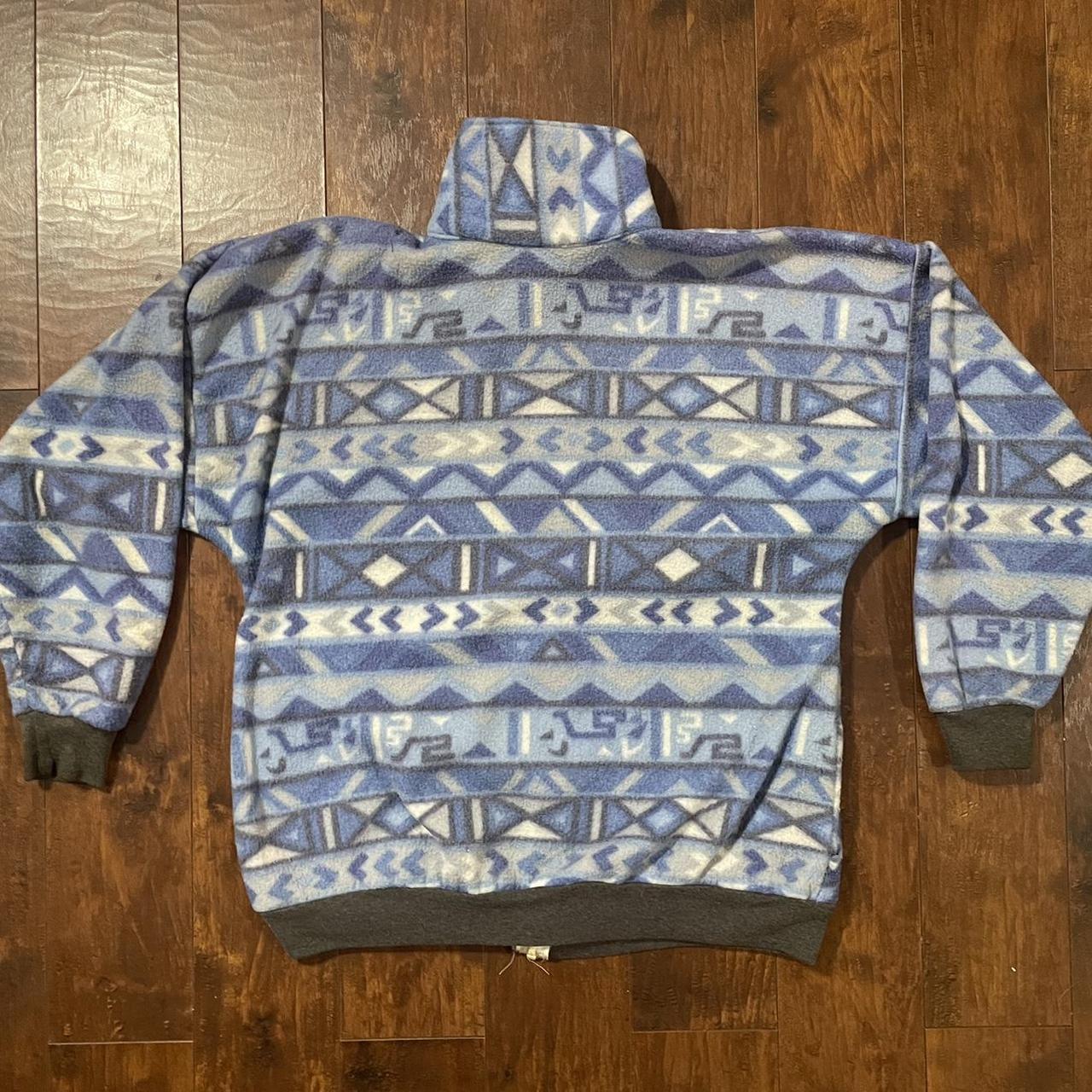 Vintage Blue Aztec Fleece Jacket Preowned Size... - Depop