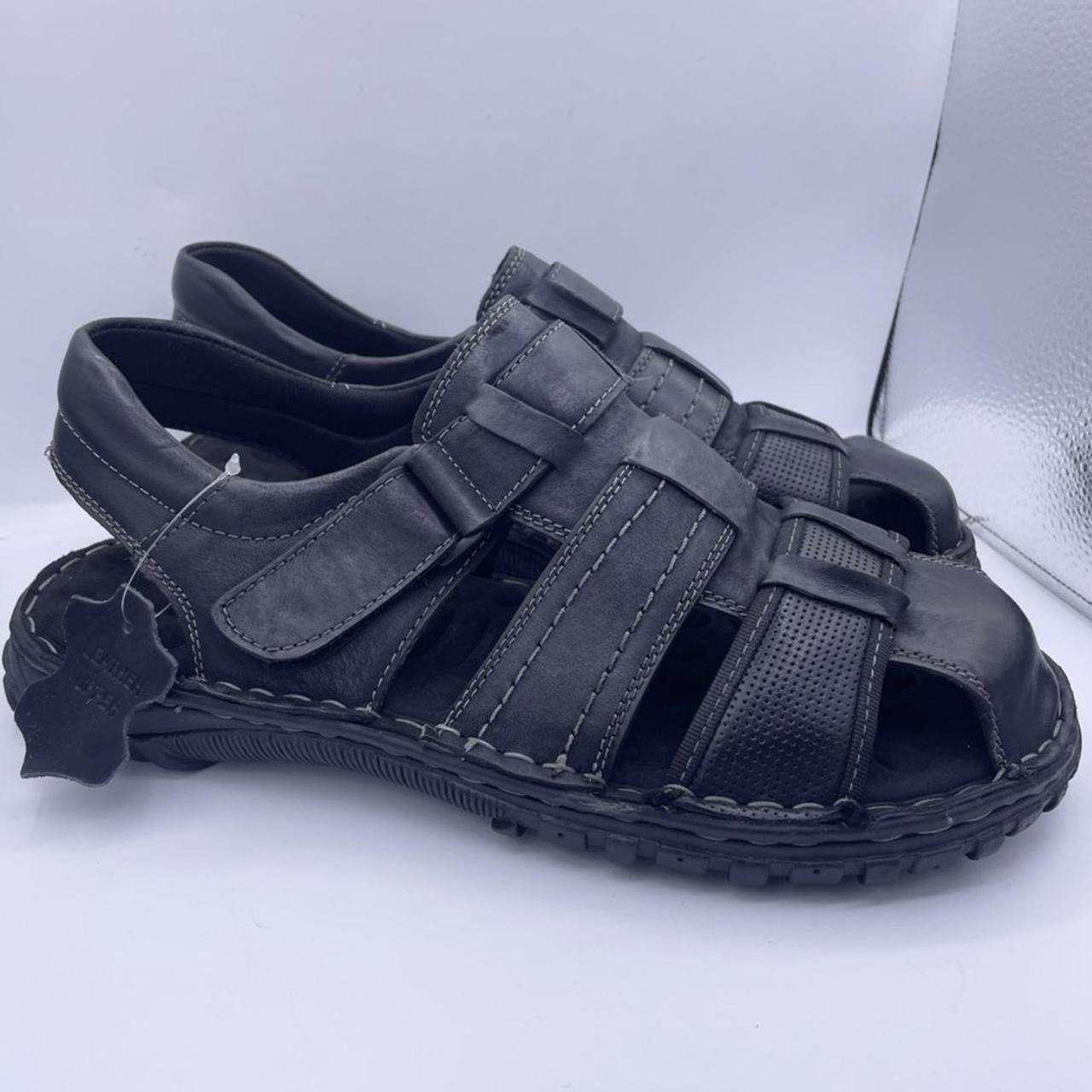 PARRAZO leather fisherman comfortable black sandals... - Depop