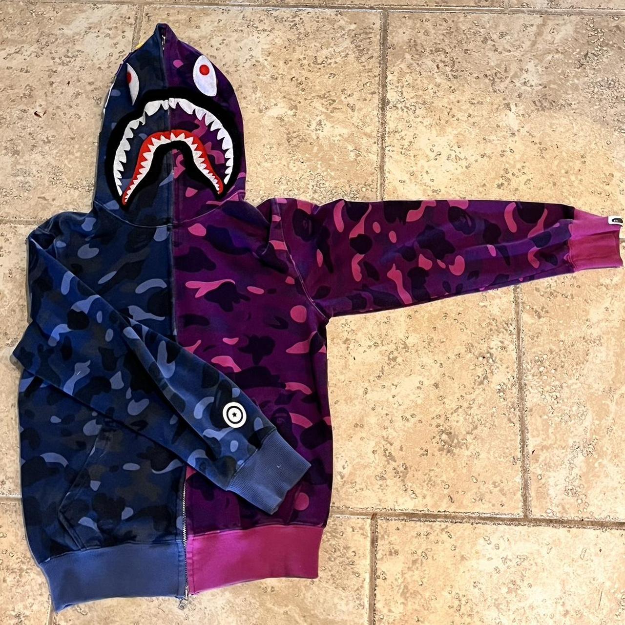 Authentic Bape Zip Up Size M Blue and Purple Send... - Depop