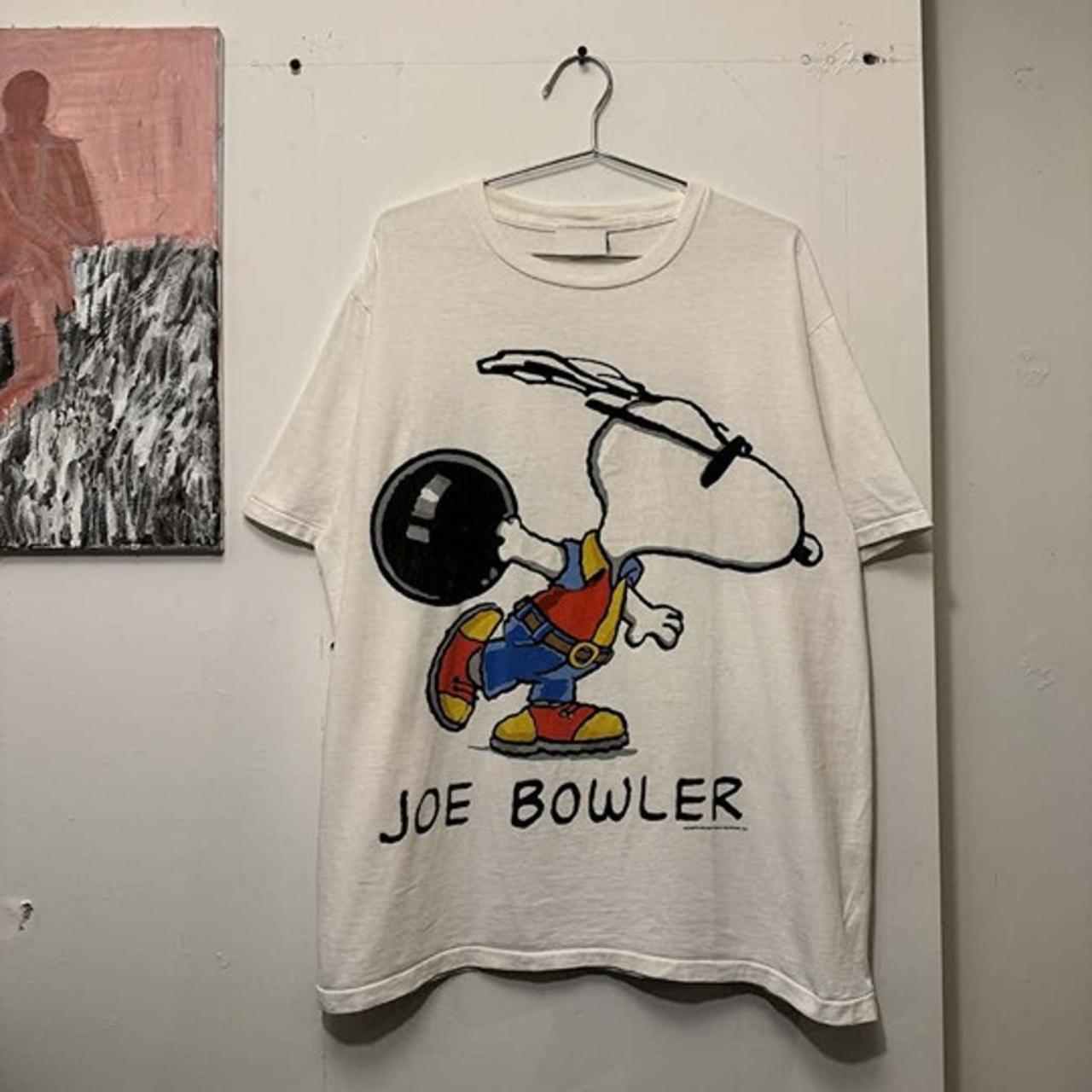 90s SNOOPY JOE BOWLER BOWLING TEE SHIRT REPRINT SHIRT - Depop