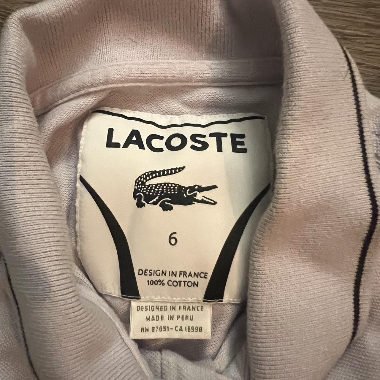 Old money Lacoste white polo shirt with black logo - Depop