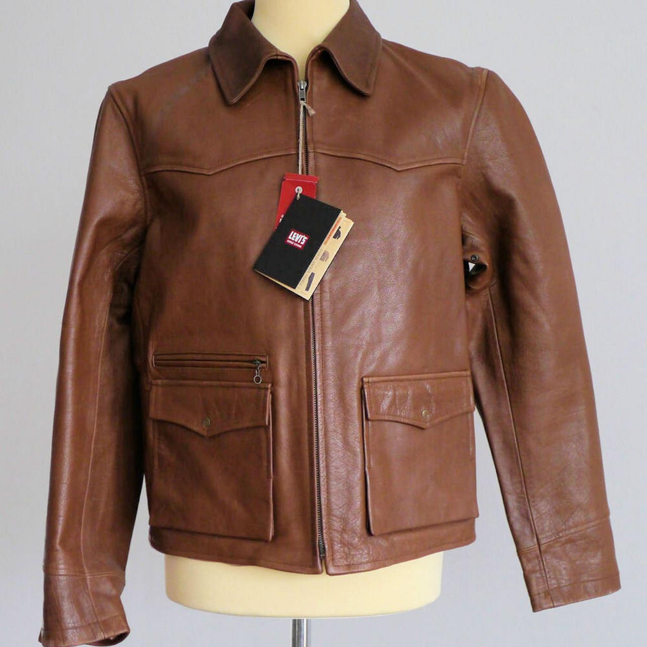 Levi's Vintage Clothing LVC Half Belt Leather Jacket XL - Depop