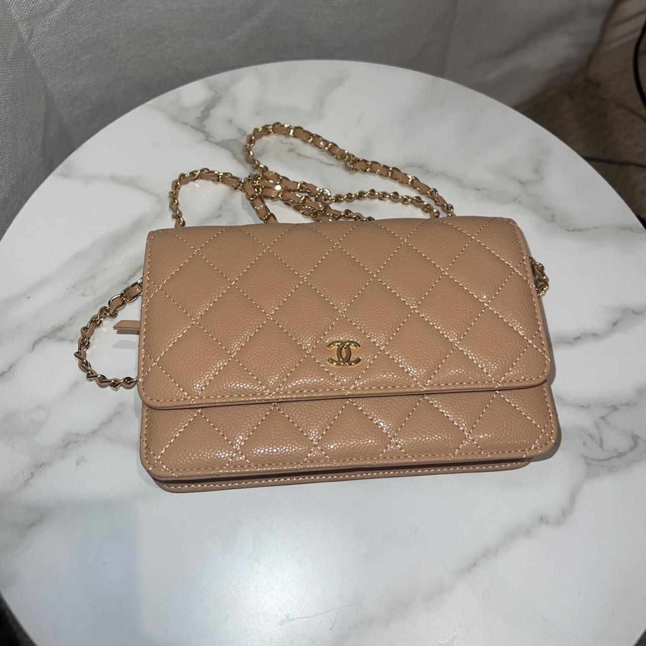 CC logo crossbody bag in beige. Bought from downtown... - Depop