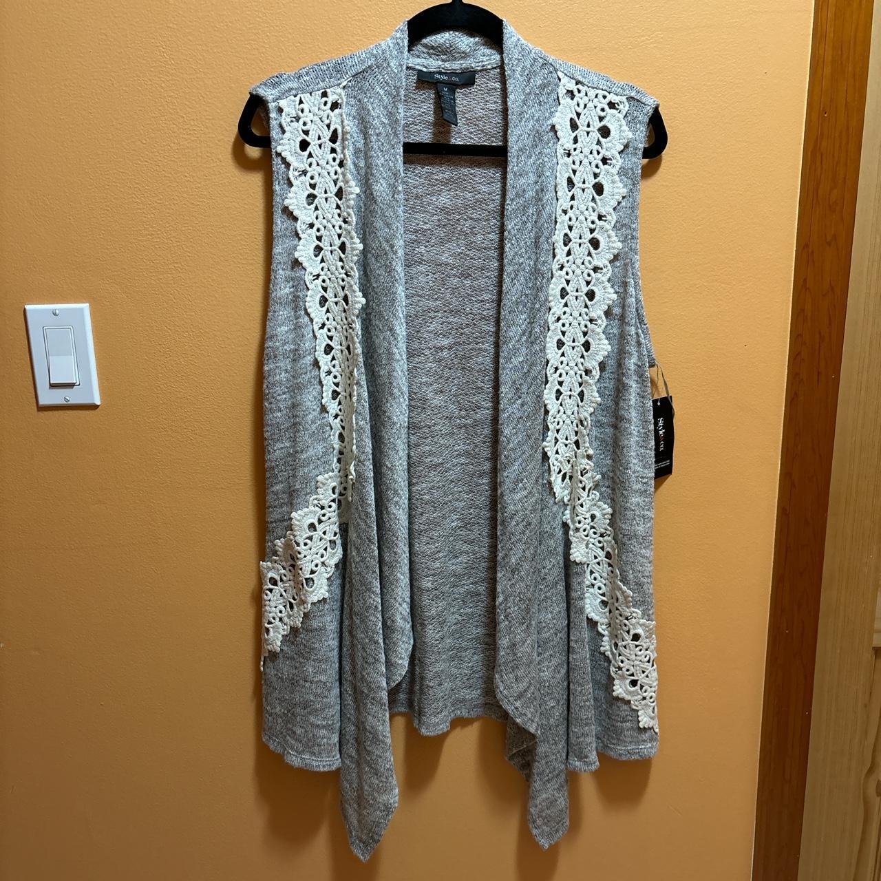 gray sweater with design - Depop