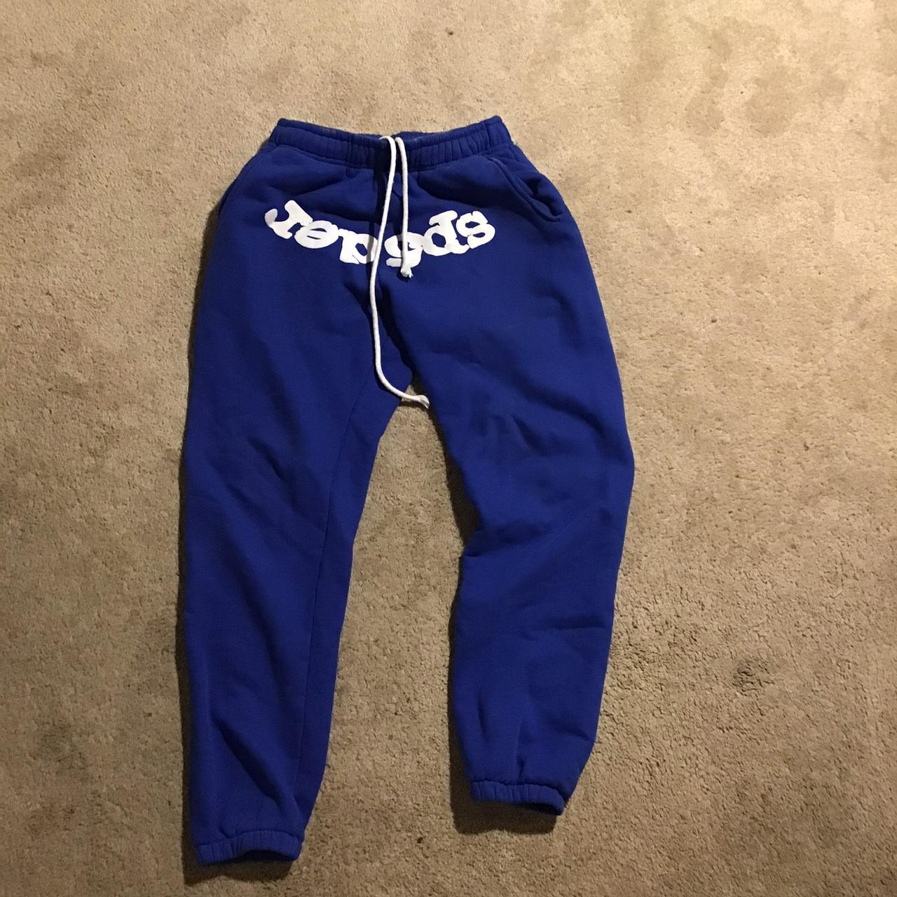Sp5der Sweatpants Blue 555 Size S - Depop