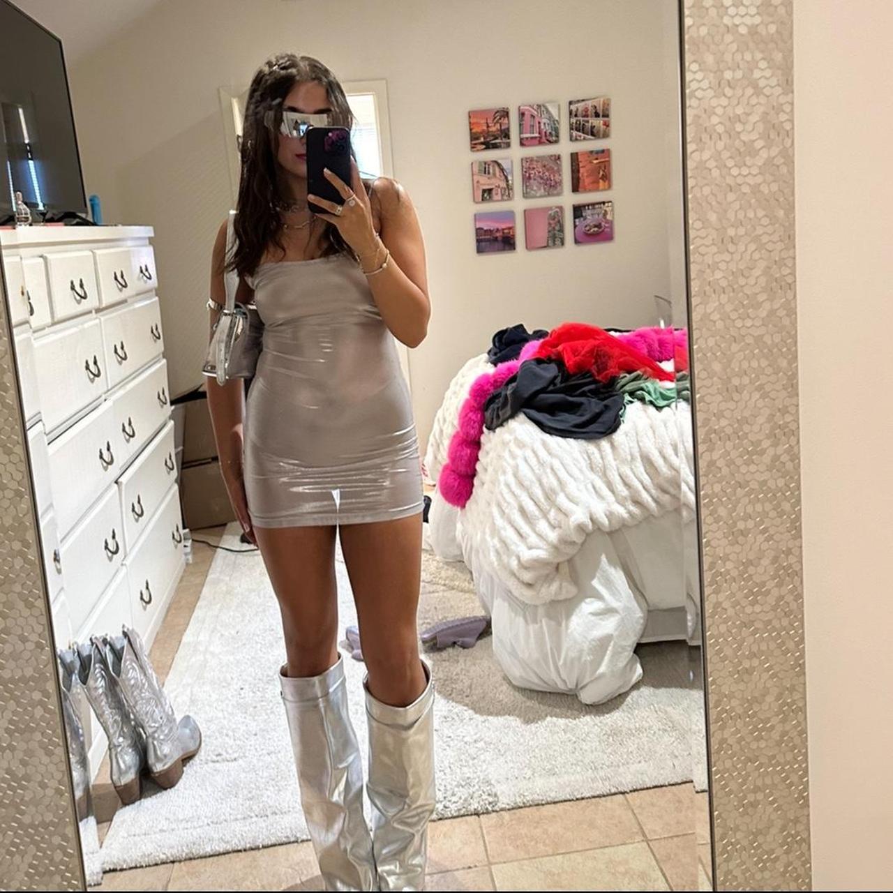 White Pearl Liquid Slip Subsurface dress. Was a gown... | Depop