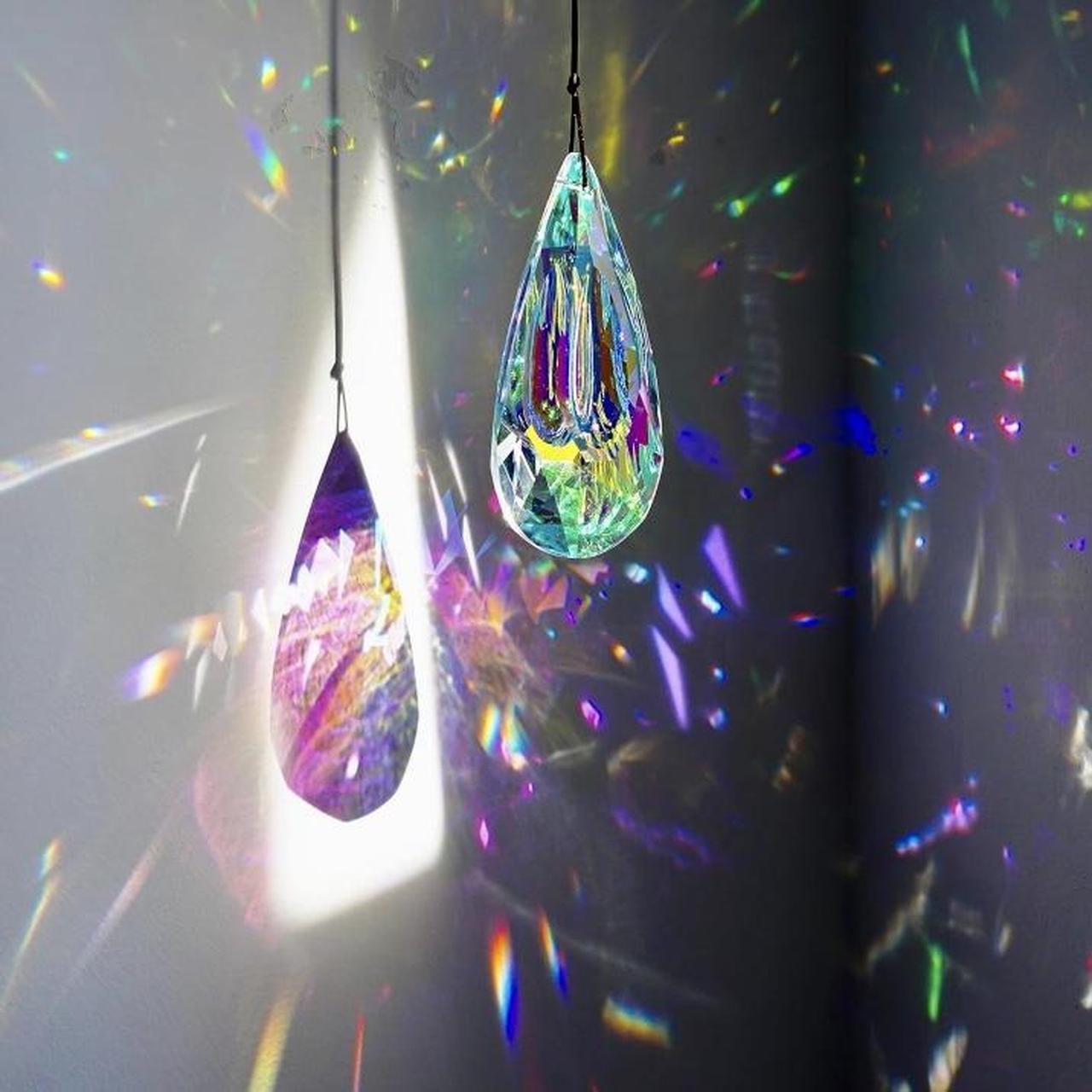 Large Crystal Prism Suncatcher Window Hanging... - Depop