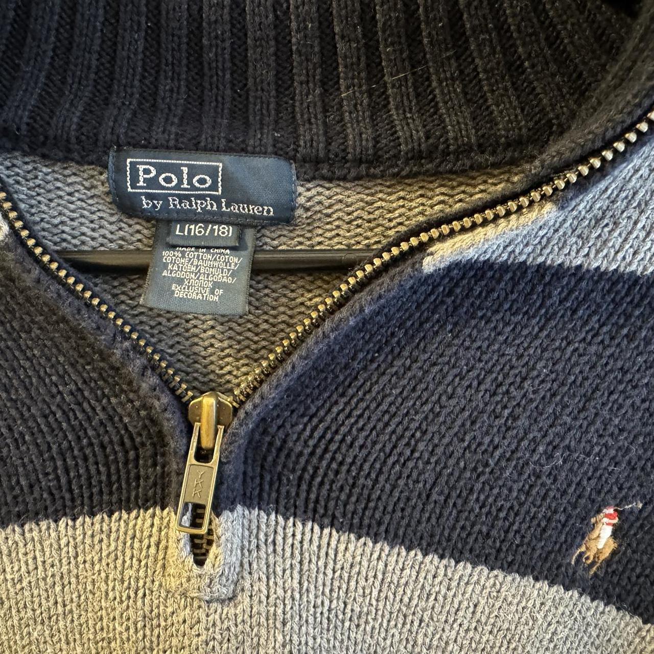 Navy and grey ralph lauren POLO quarter zip Size... - Depop