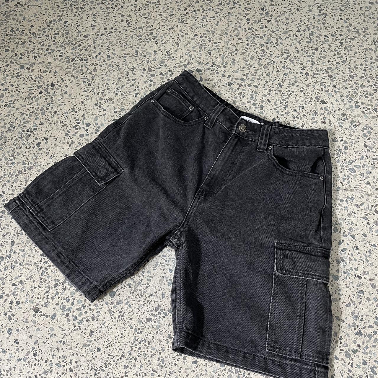 Black Denim Cargo Shorts Absent Size 28 Baggy shorts... - Depop