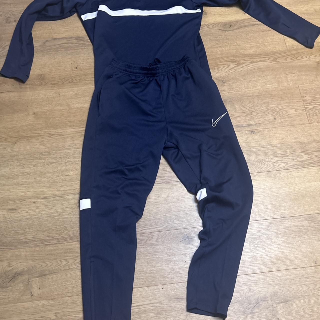 Navy blue nike dri fit full tracksuit size s - Depop