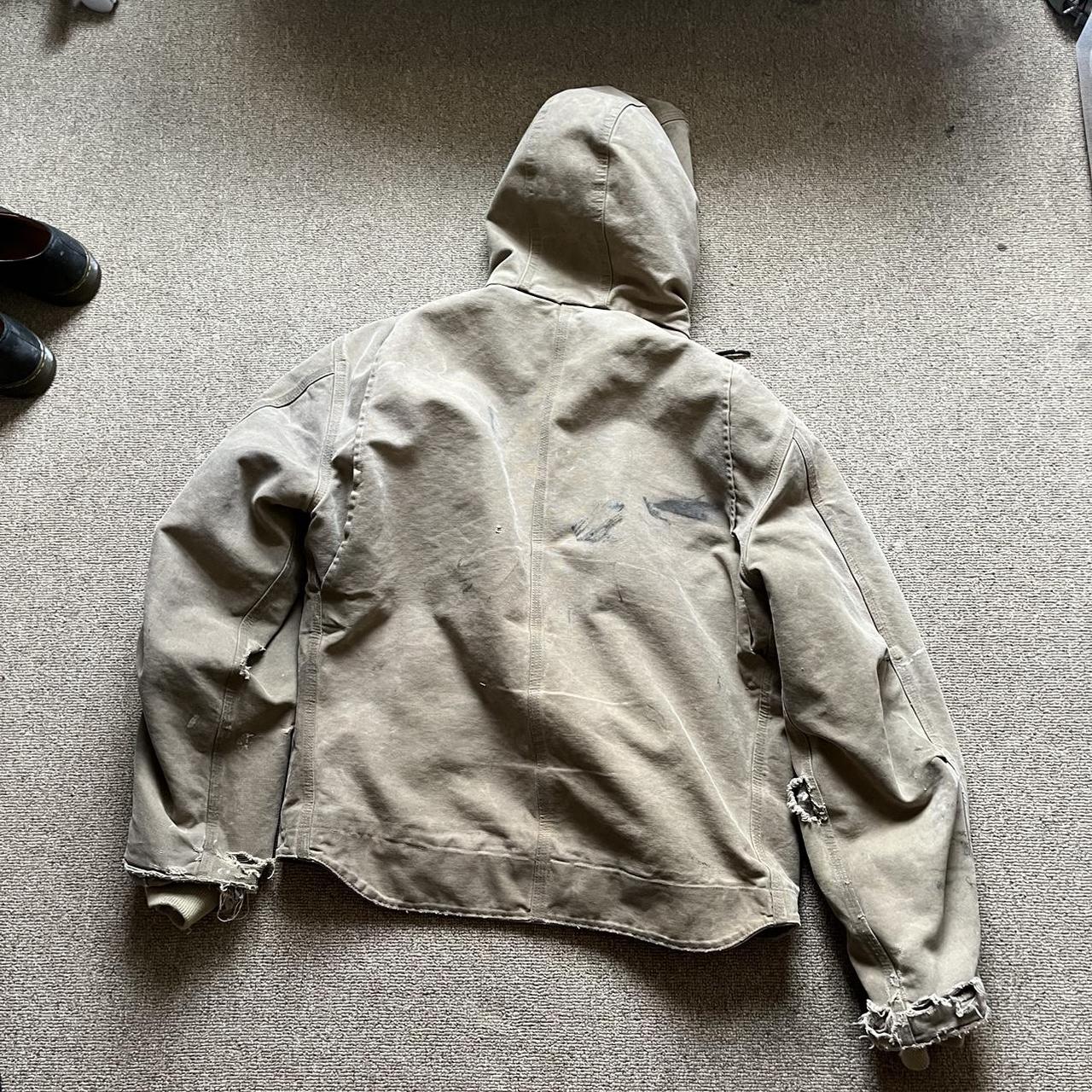 Carhartt distressed hooded work jacket L - Depop