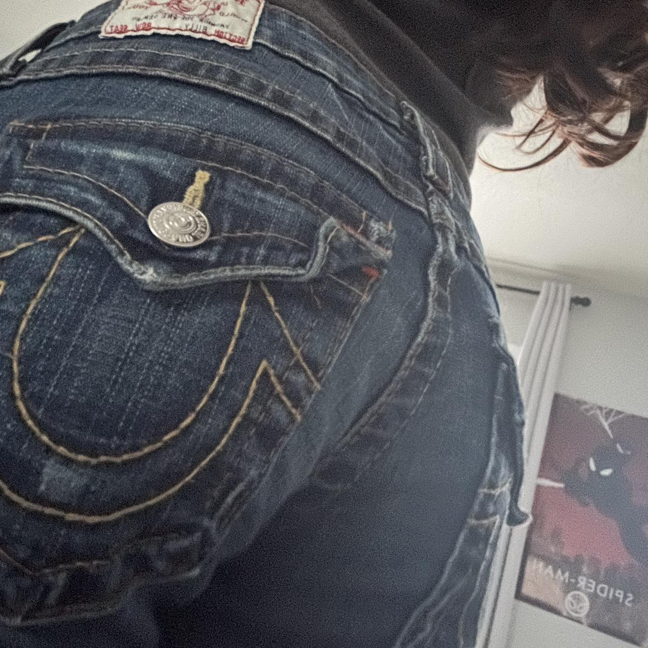 super cute low rise true religions size 27 like... | Depop