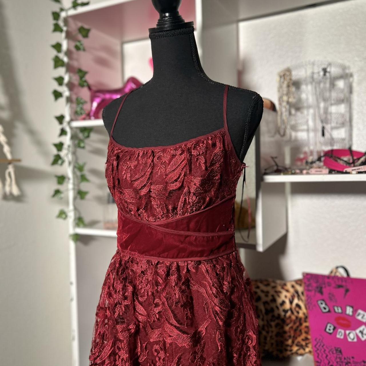 Deep Red Lace Synch Band Sundress •super cute lace... - Depop