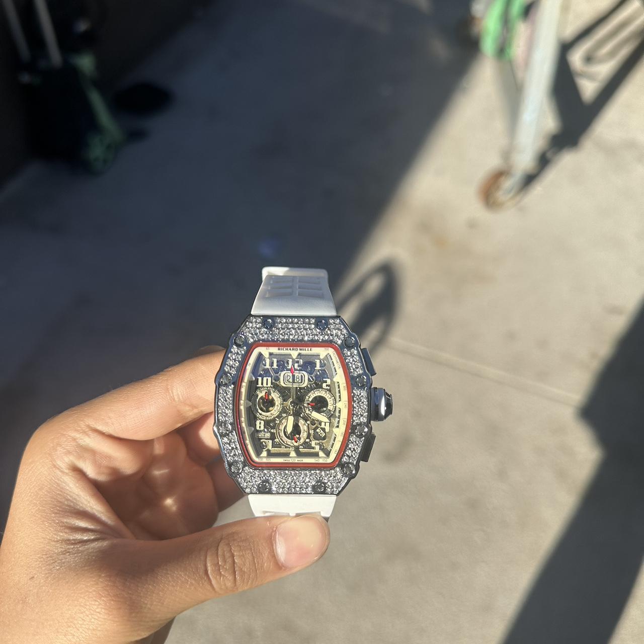 White iced out Richard Millie watch - Depop