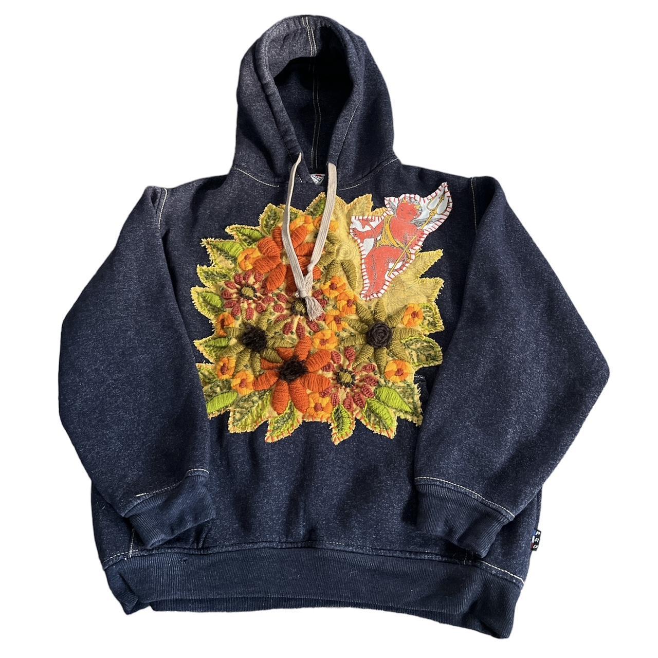 Reworked vintage embroidered ‘lil devil’ hoodie, he... - Depop