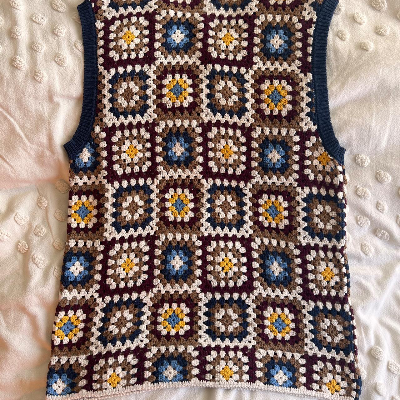 pacsun multicolor crochet vest (size s) from pacsun... - Depop