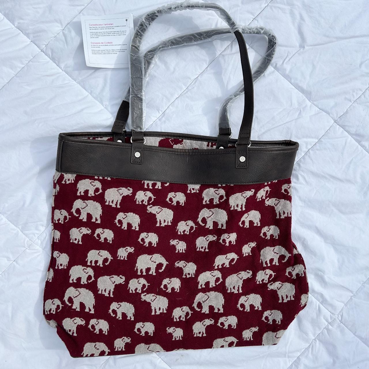 thirty one red elephant shoulder tote bag with... - Depop
