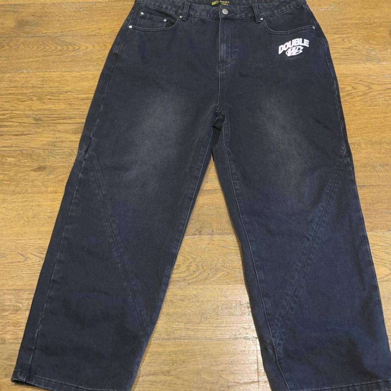 Double You Studios Baggy Jeans Clean embroidery on... - Depop