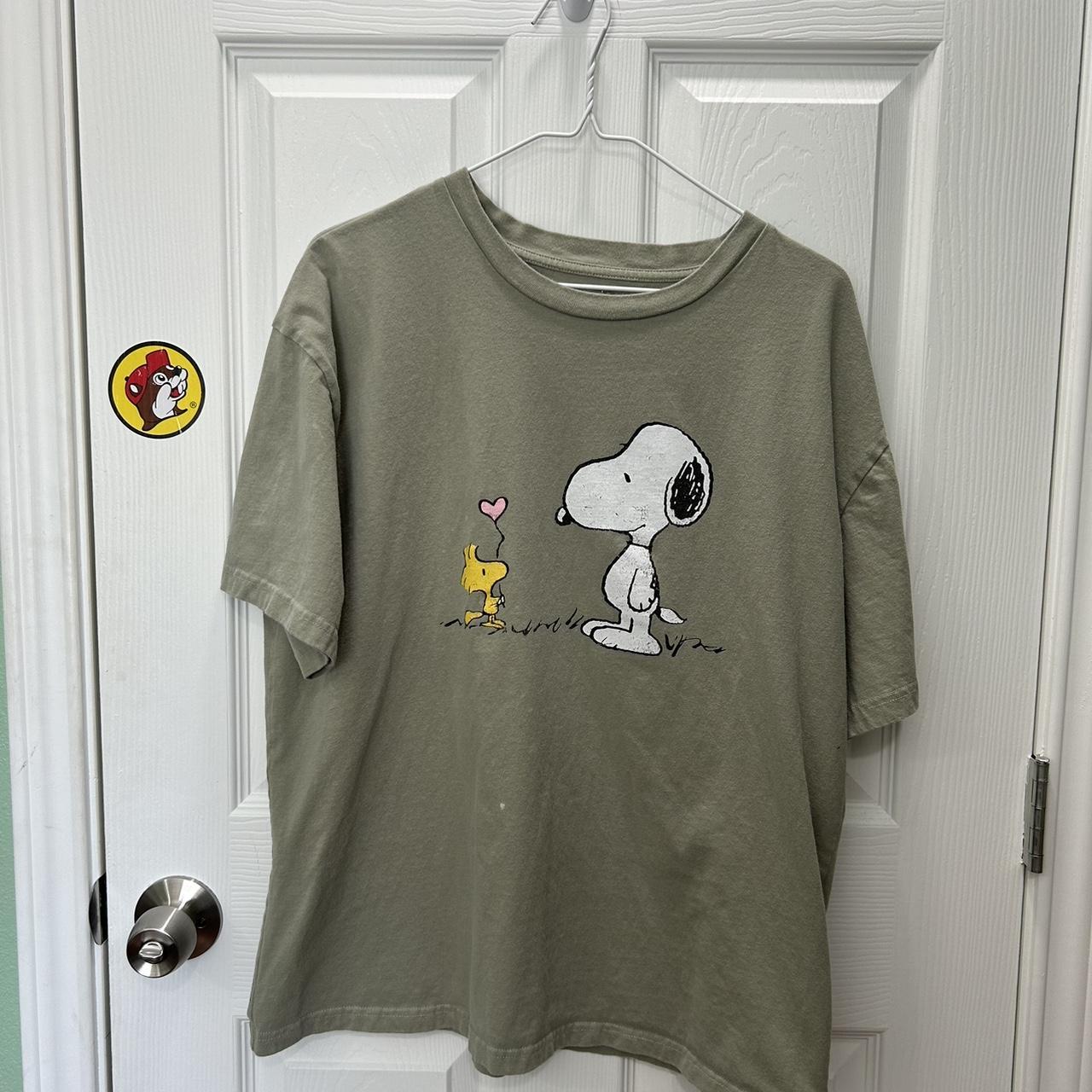 - Light green snoopy and Woodstock tshirt - Large -... - Depop