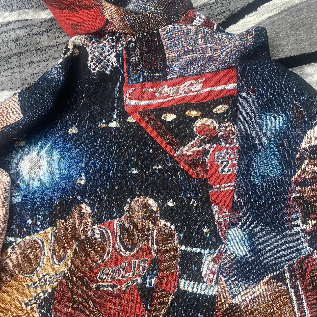 michael jordan tapestry hoodie worn once size medium... - Depop