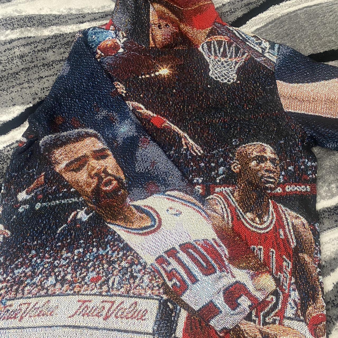 michael jordan tapestry hoodie worn once size medium... - Depop