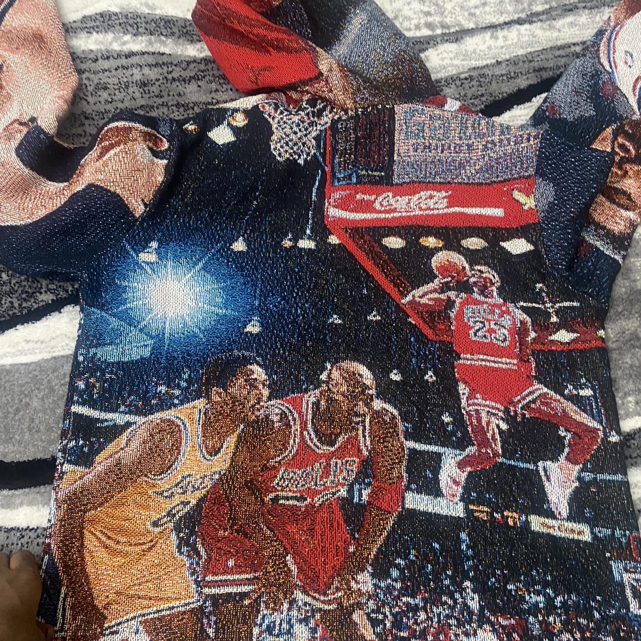 michael jordan tapestry hoodie worn once size medium... - Depop