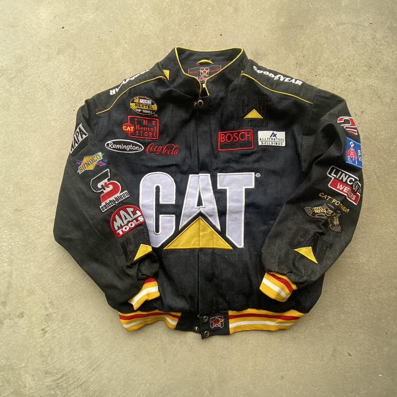 Reworked CAT Racing Jacket in Black - Depop