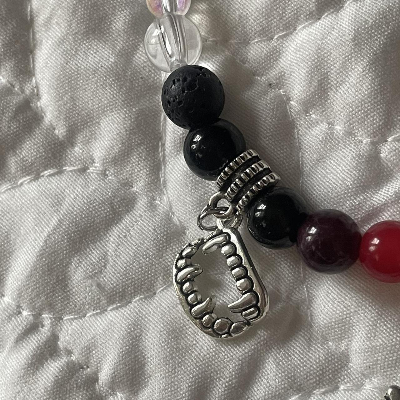 ੈ ‧₊ red and black emo charm bracelet, could be... - Depop