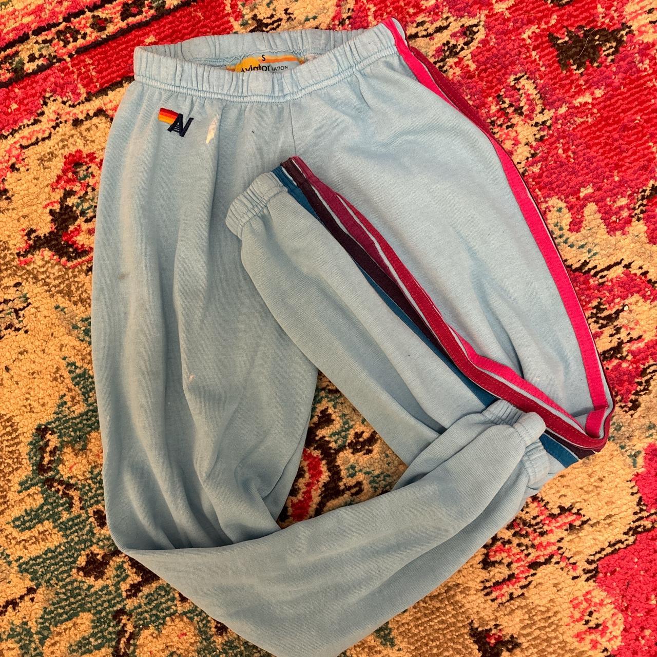 Small, Aviator Nation sweatpants, blue, pink purple... - Depop