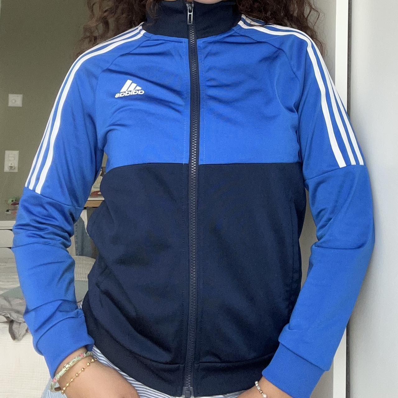 •Amazing Blue Adidas track jacket •Size S •Condition... - Depop