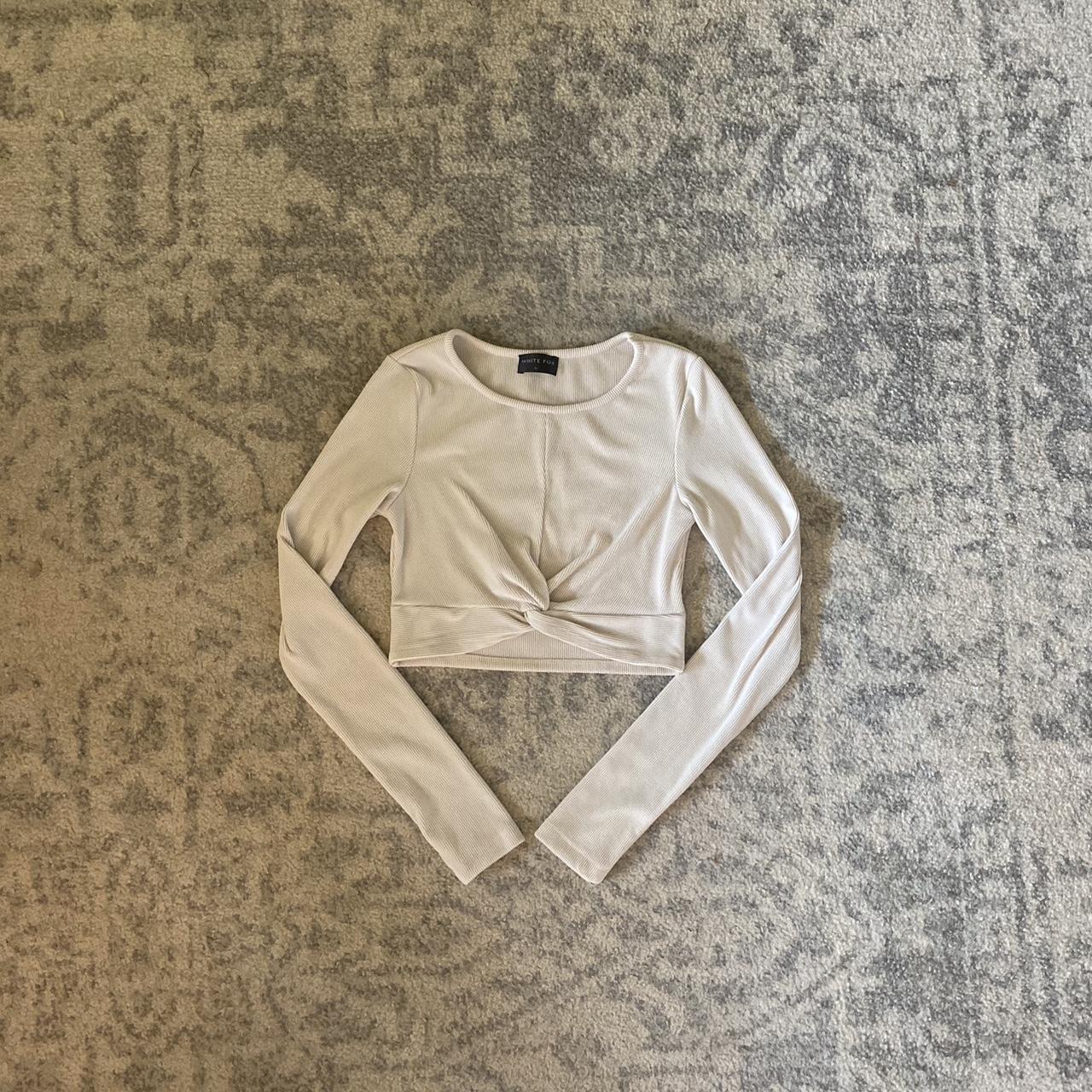 White Fox Long Sleeve Shirt - Cropped - Depop