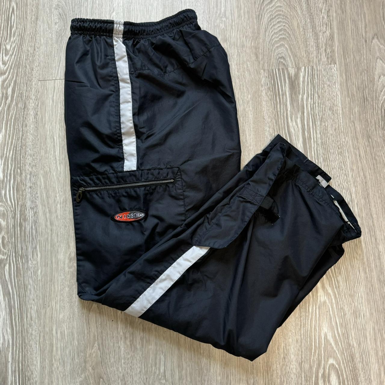 Vintage Nike 00’s black with Grey Stripe... - Depop