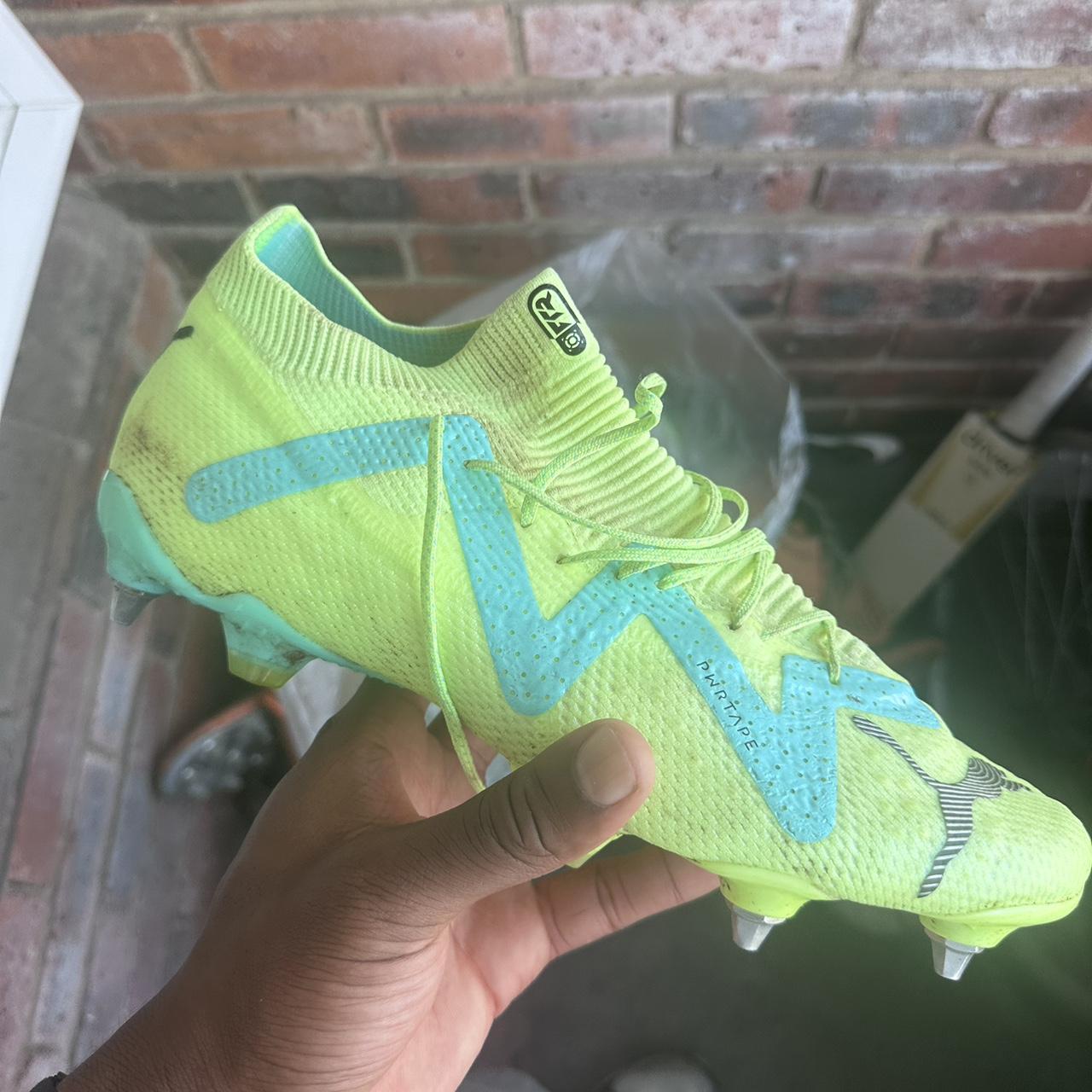 Puma future football boots Neon size 9 soft... - Depop
