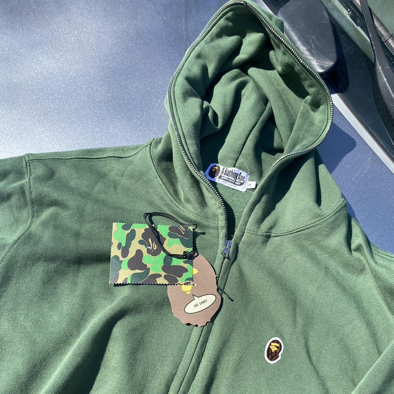 BAPE one point full zip green hoodie, size m worn... - Depop