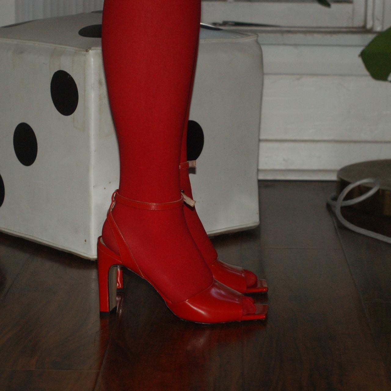 🍒Cherry red 🍒pumps size 8 with ankle strap Gently... - Depop