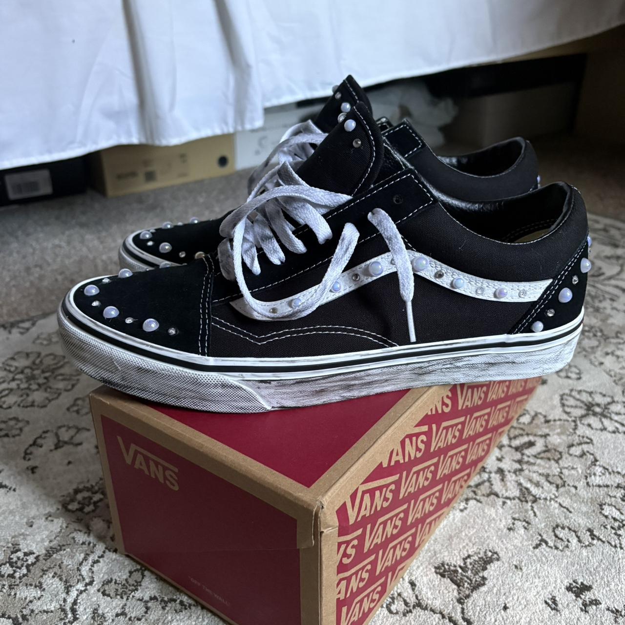 Black custom old skool vans Size 10 but hit me up... | Depop
