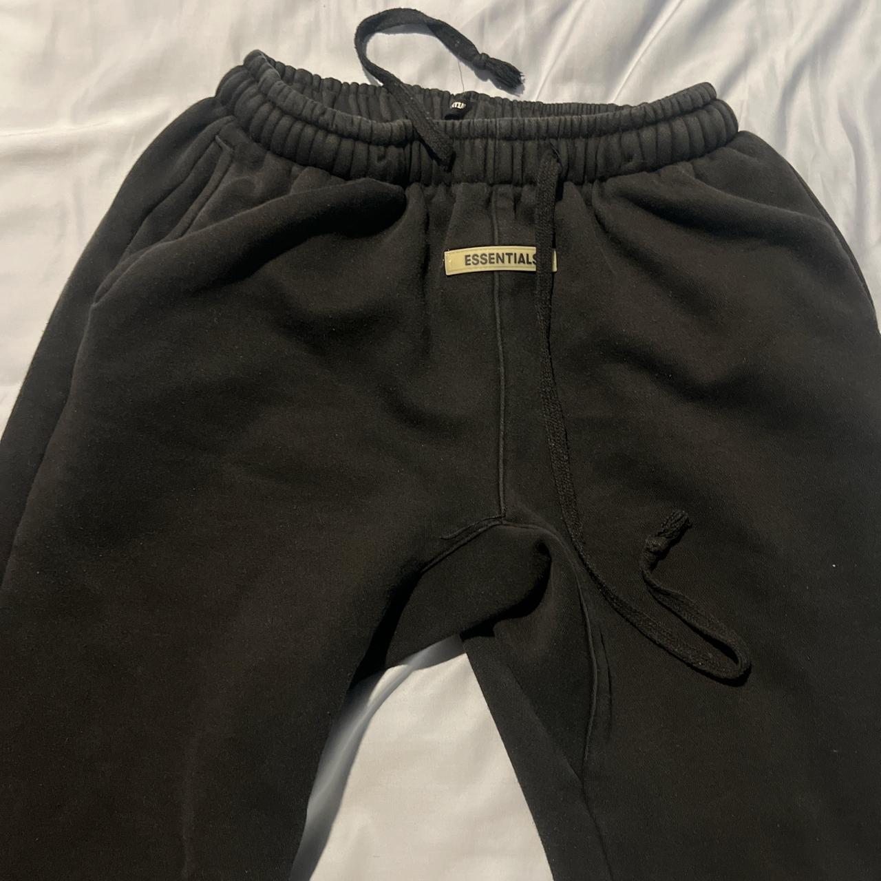 Black essentials sweatpants men’s size small barely... - Depop