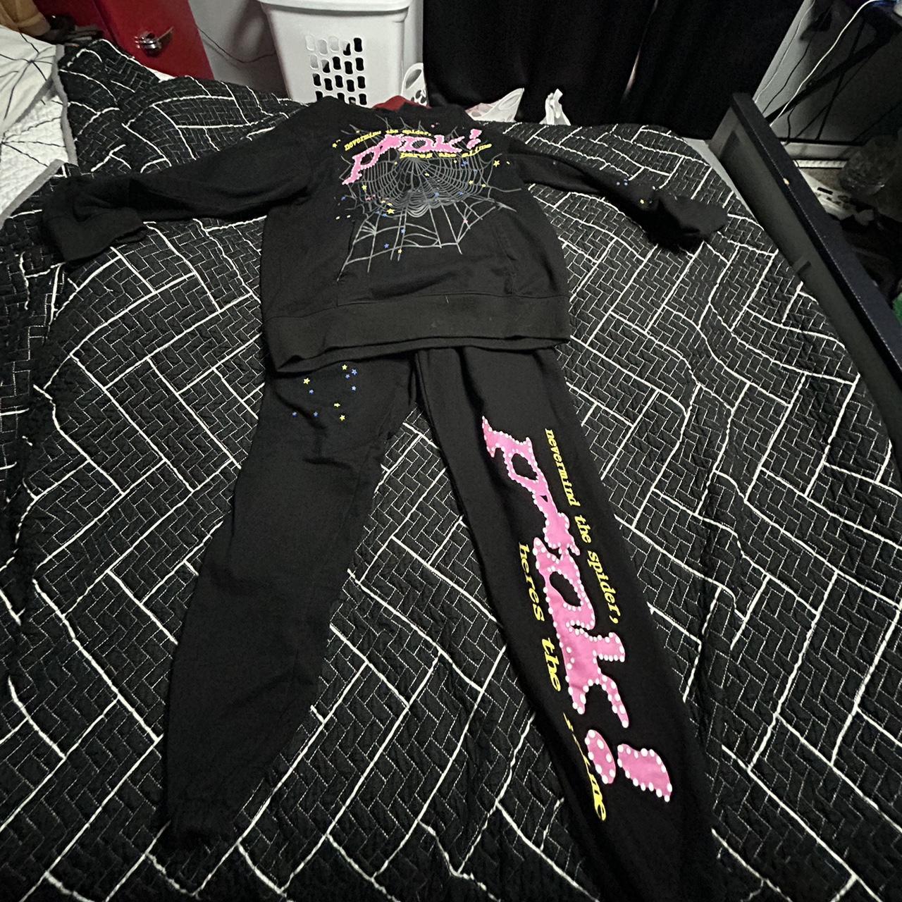 sp5der punk authentic tracksuit medium bought from... - Depop