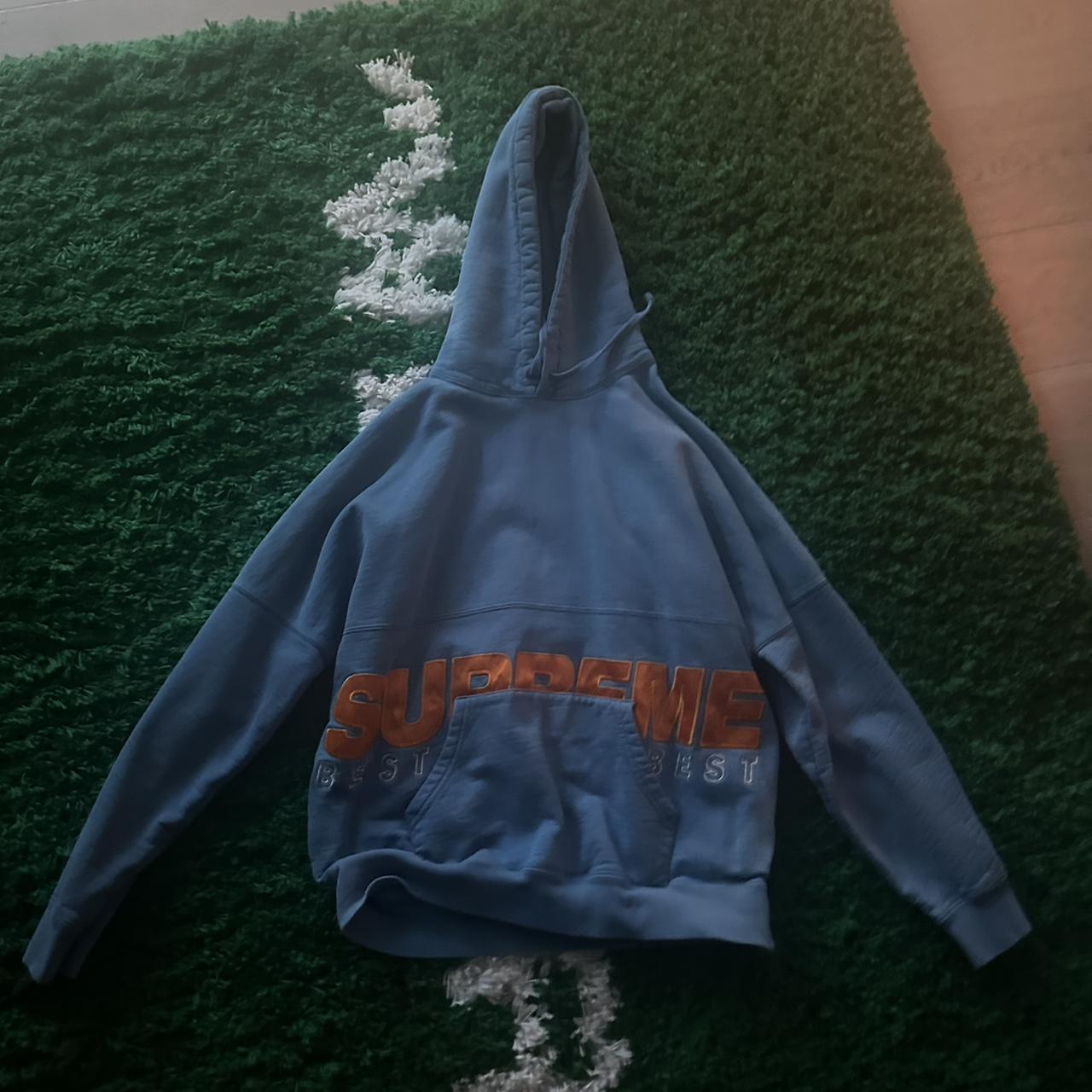 Accepting offers Medium blue supreme hoodie worn 3... - Depop