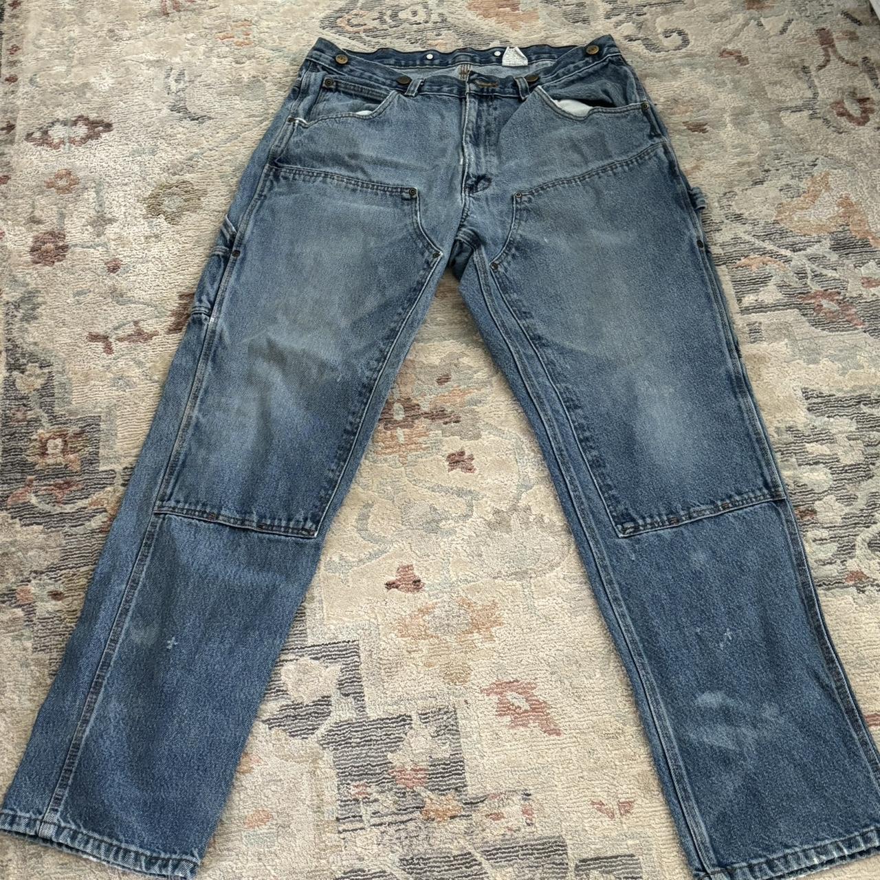 Faded Double Knee Key Jeans Size 36/34 - Depop