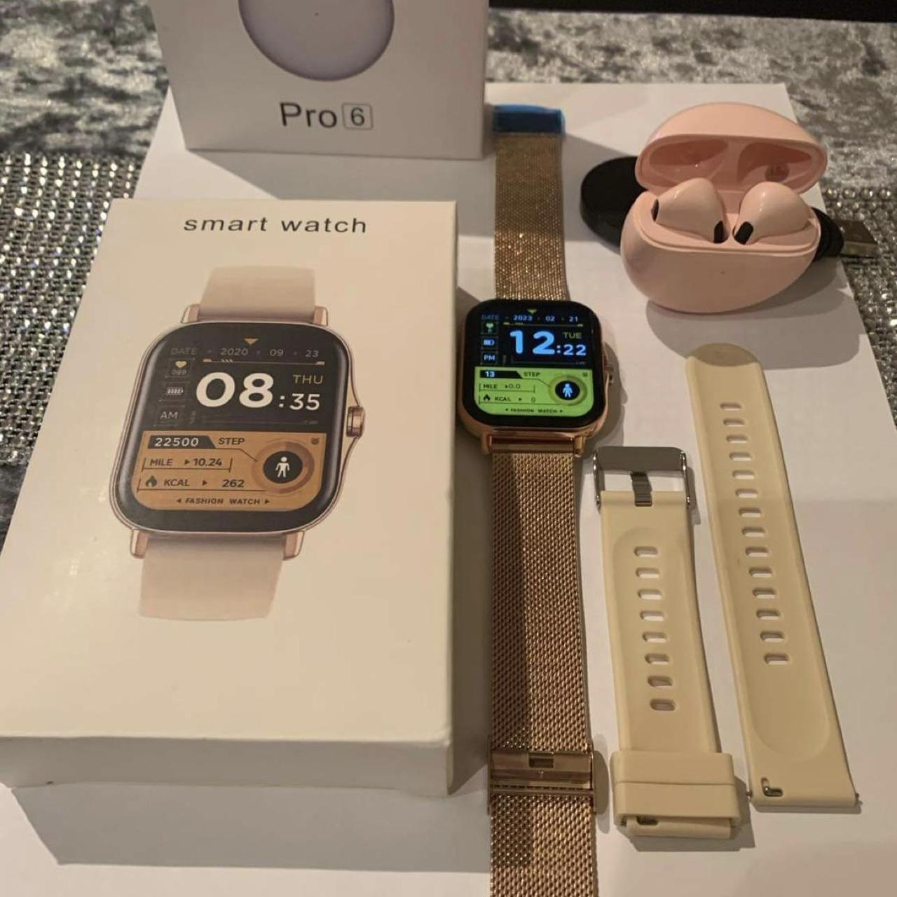 Rose gold smartwatch with 2 bracelets ( silicon and... - Depop